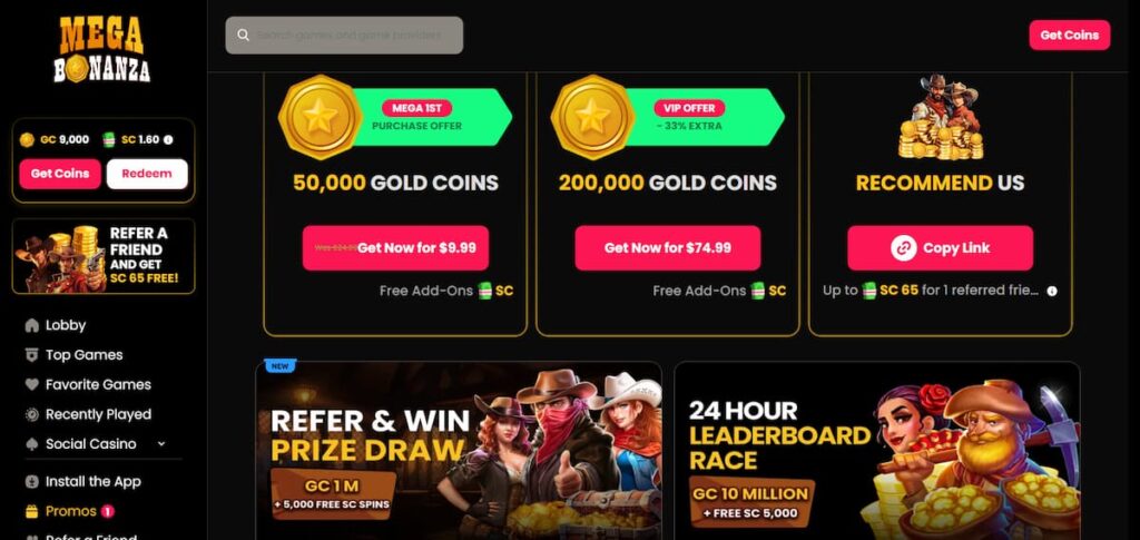 Mega Bonanza Review - Get Free 7,500 GC + 2.5 SC